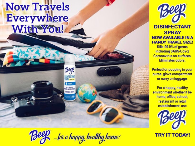 BEEP DISINFECTANT SPRAY IN A HANDY TRAVEL SIZE IS NOW AVAILABLE ...
